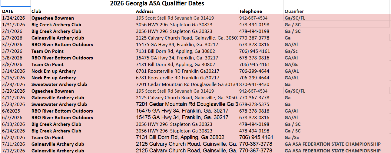 ASA Clubs & Ranges – Georgia Archery